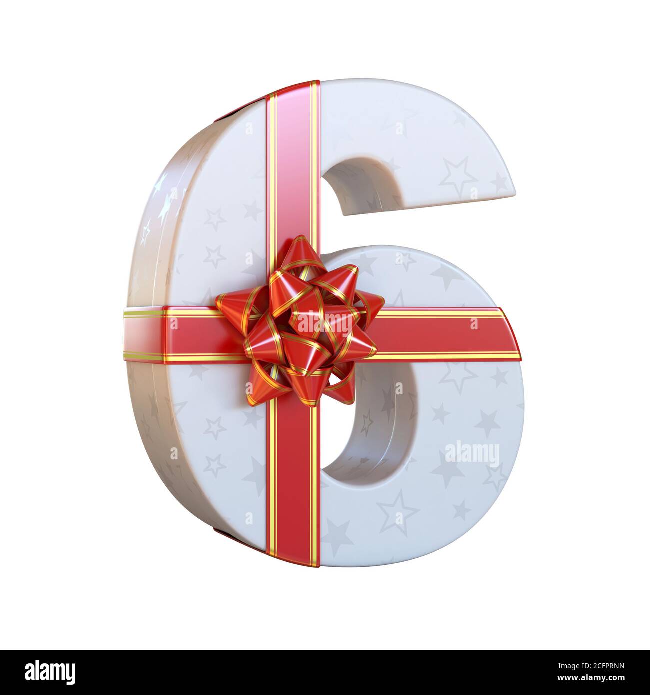 Gift box with red ribbon bow 3d font, present alphabet 3d rendering ...