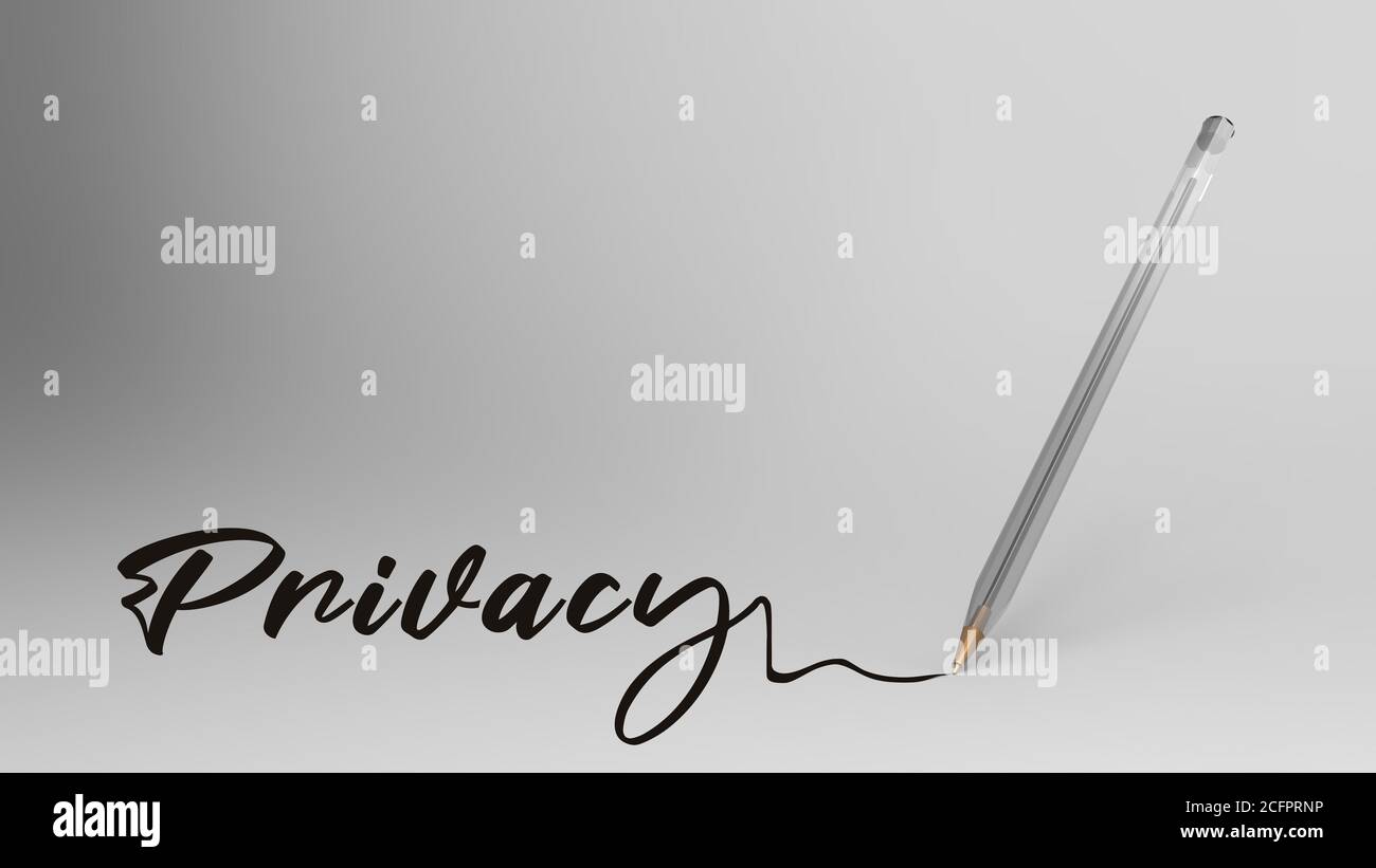 Privacy word written with calligraphy with Transparent plastic ball pen ...