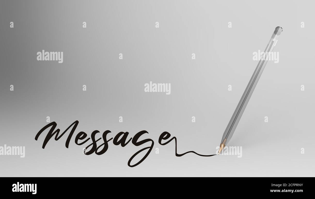 Message - word written with calligraphy with Transparent plastic ball ...