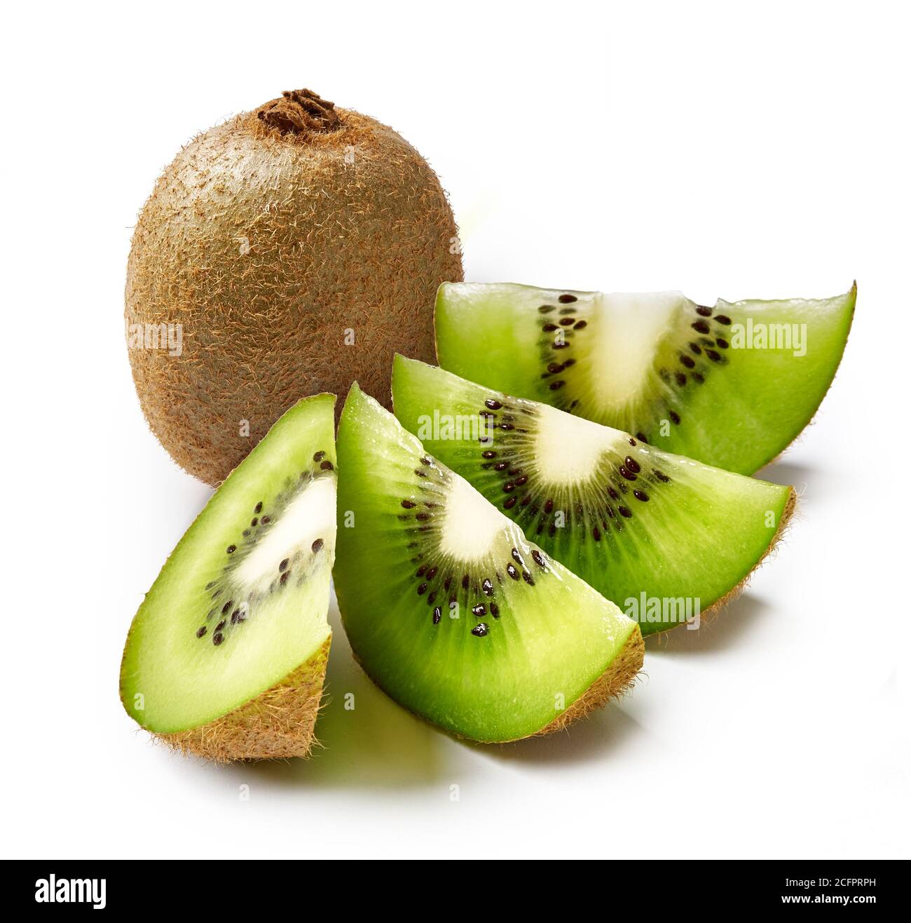 Whole kiwi and sliced kiwi fruit isolated on white background Stock ...