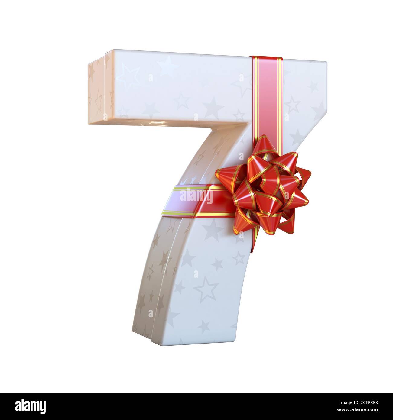 Gift box with red ribbon bow 3d font, present alphabet 3d rendering ...