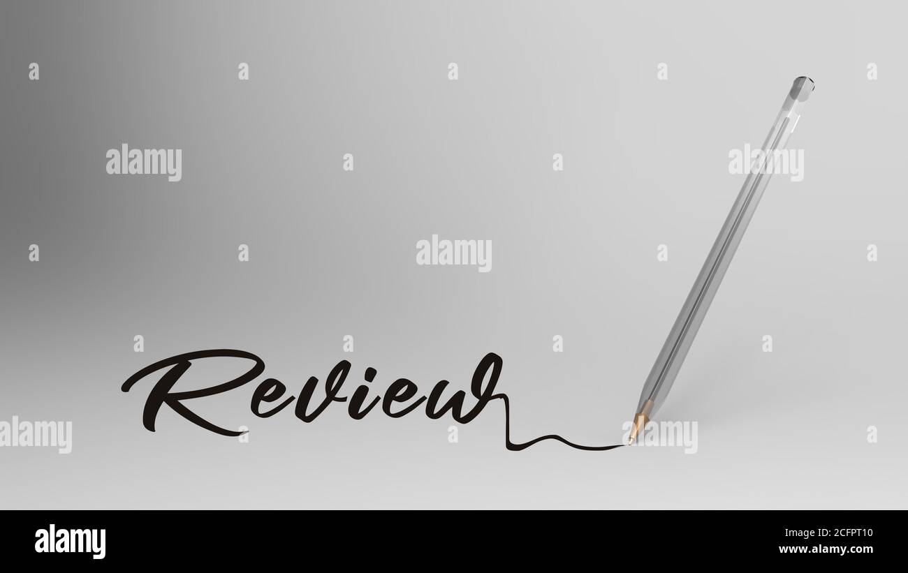 Review word written with calligraphy with Transparent plastic ball pen ...