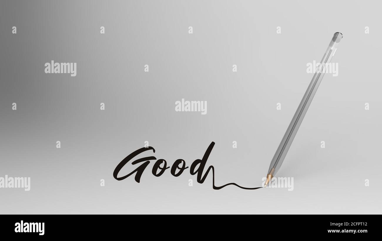 Good word written with calligraphy with Transparent plastic ball pen ...