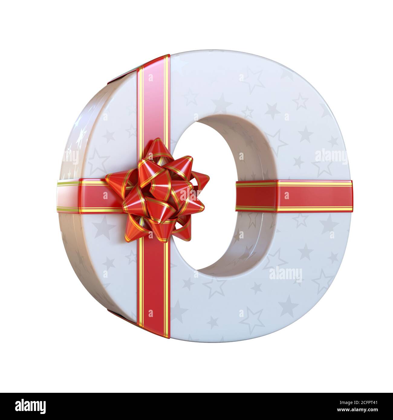 Gift box with red ribbon bow 3d font, present alphabet 3d rendering ...