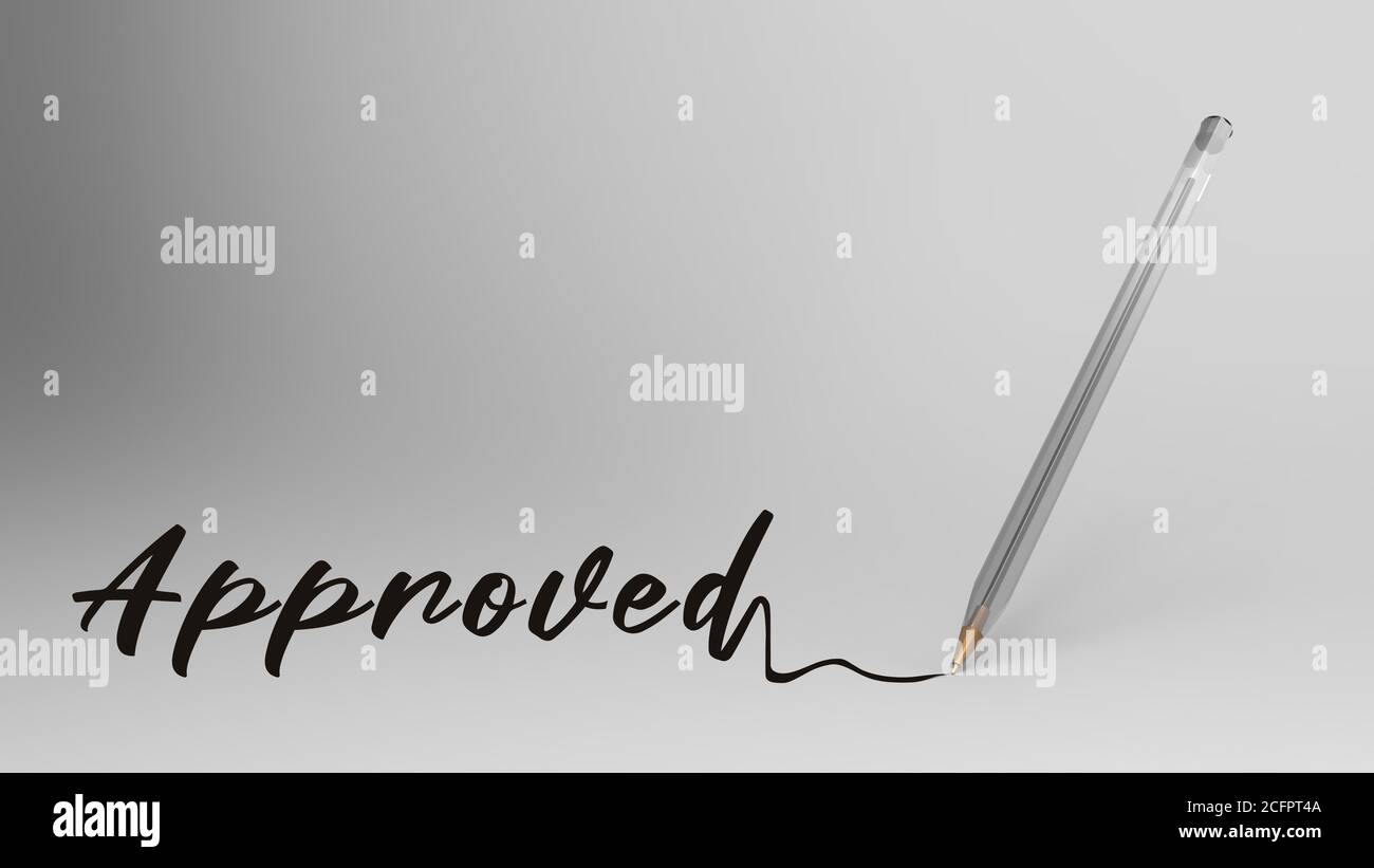 Approved word written with calligraphy with Transparent plastic ball ...