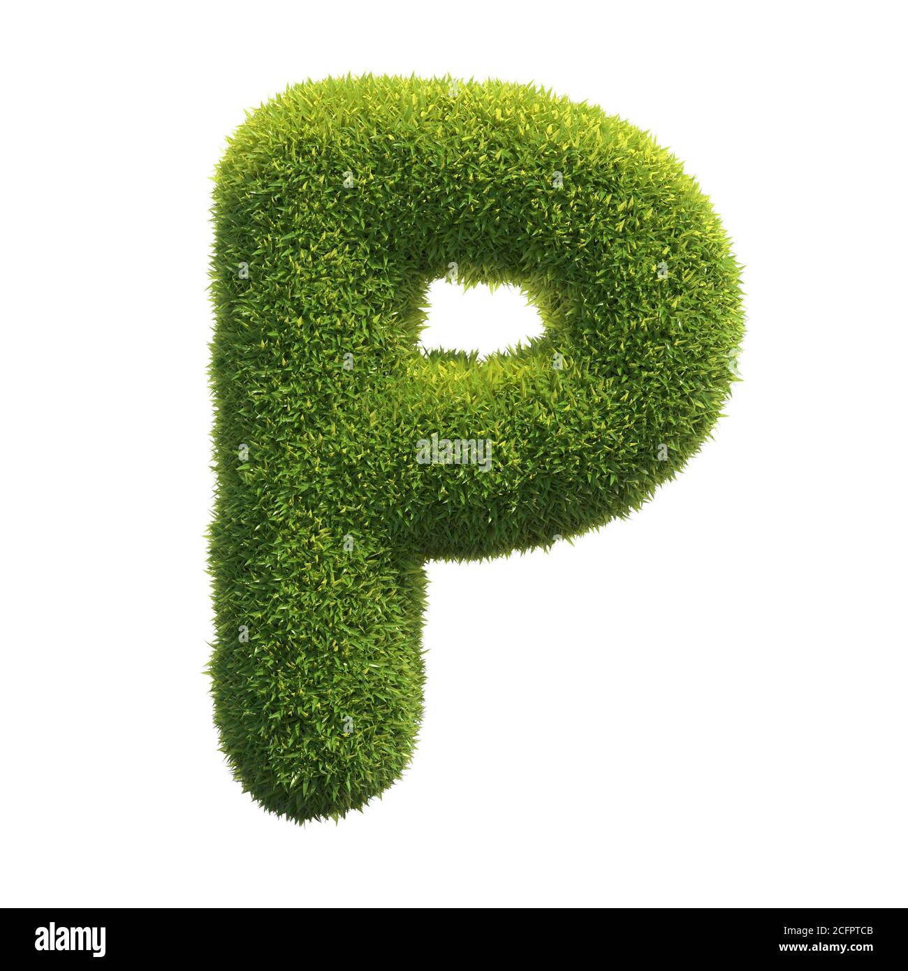 Grass font 3d rendering letter P Stock Photo - Alamy