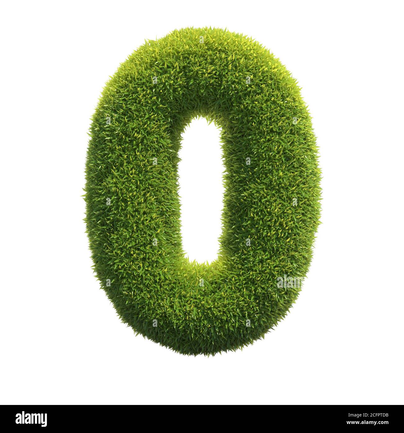 Grass font 3d rendering number 0 Stock Photo - Alamy