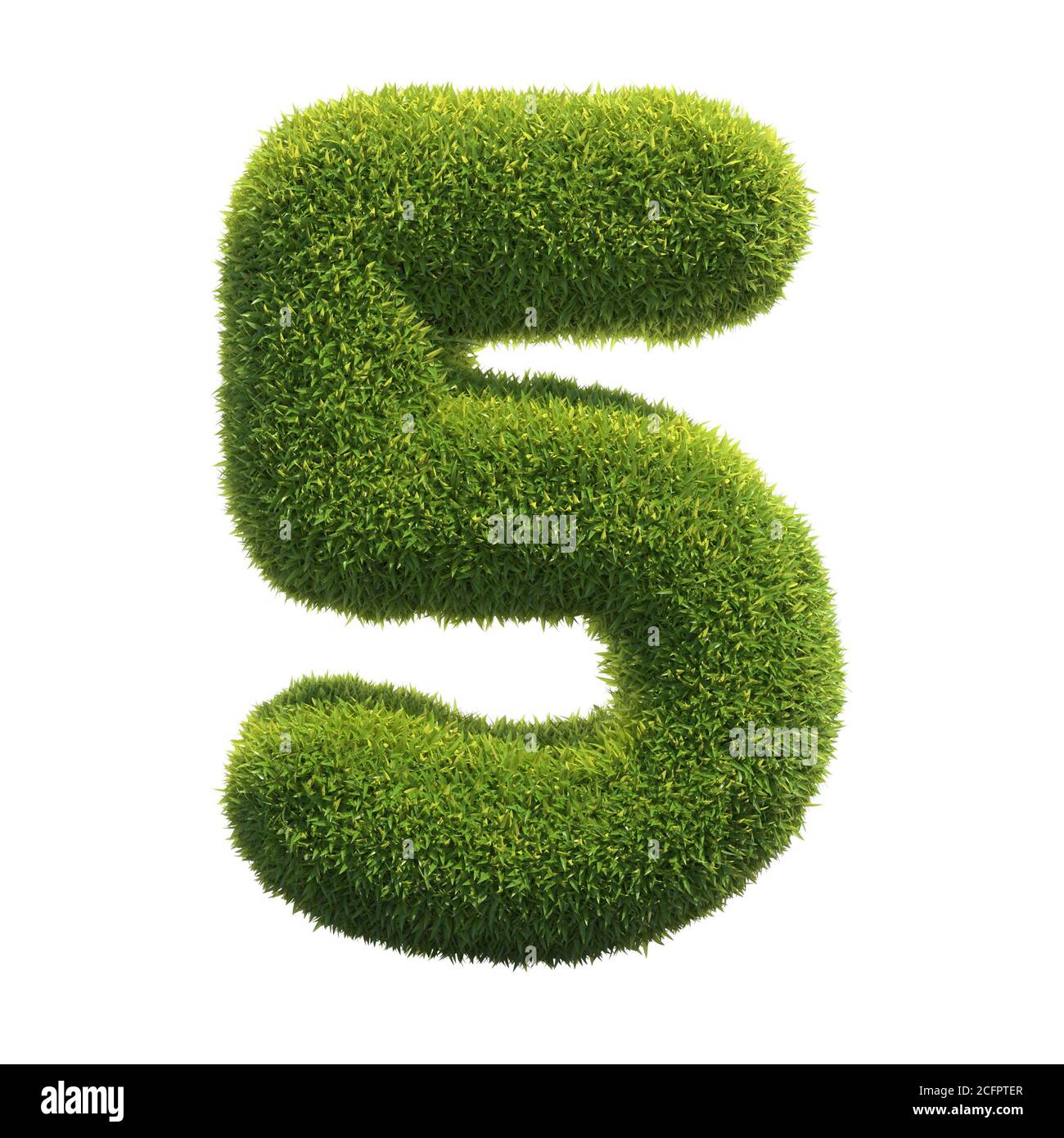 Grass font 3d rendering number 5 Stock Photo - Alamy