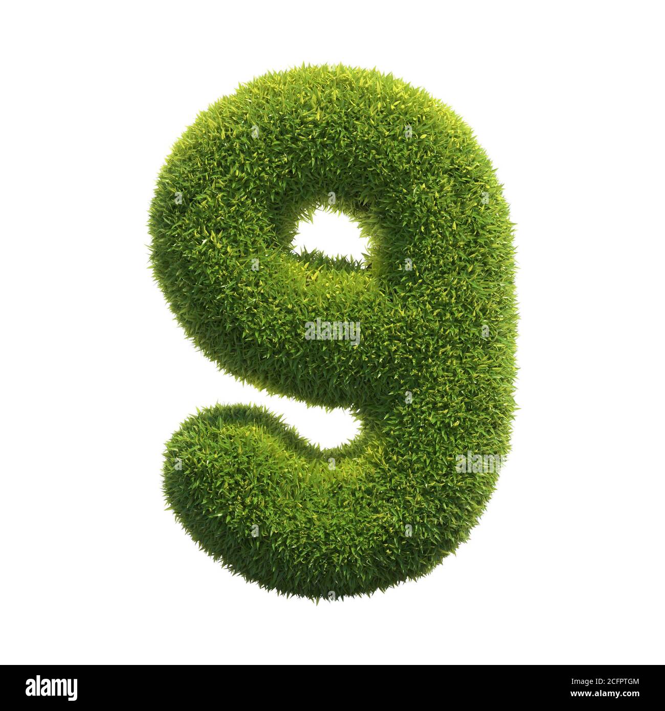 Grass font 3d rendering number 9 Stock Photo - Alamy