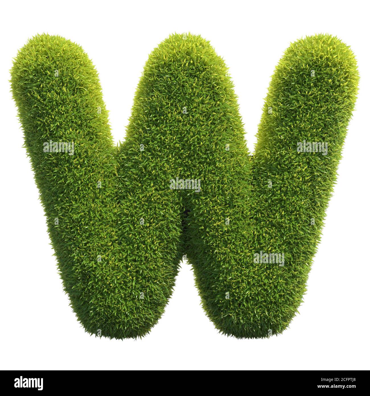 Grass font 3d rendering letter W Stock Photo - Alamy