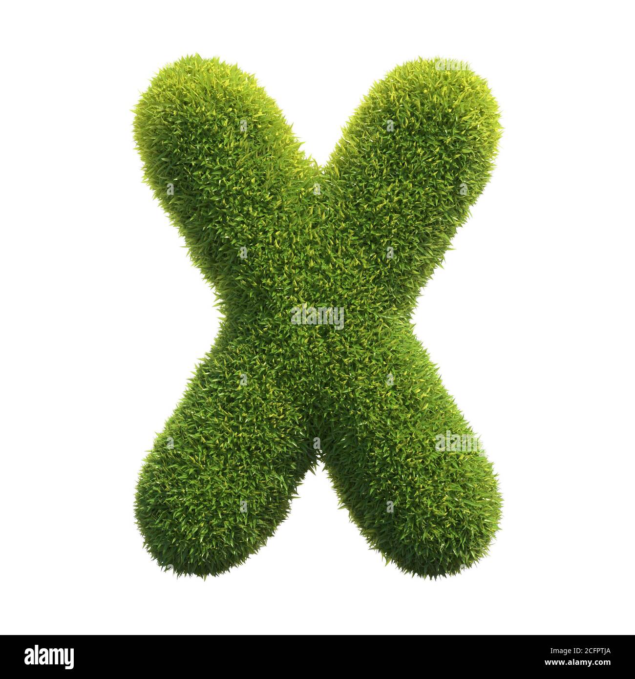 Grass font 3d rendering letter X Stock Photo - Alamy