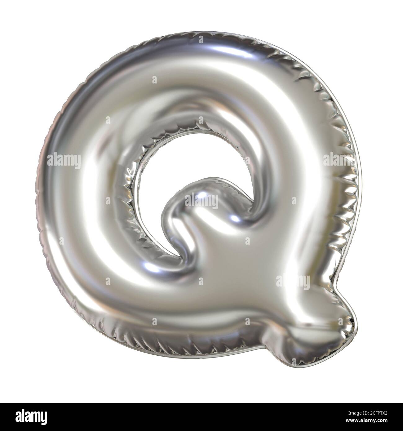 Silver balloon font 3d rendering, letter Q Stock Photo - Alamy