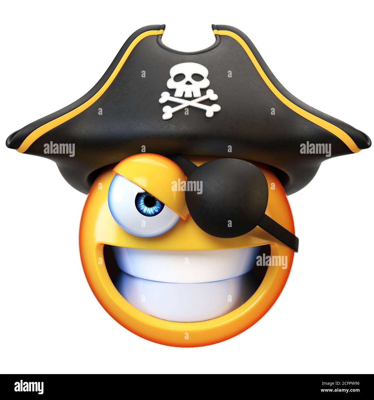 Pirate emoji isolated on white background, emoticon with the pirate hat ...