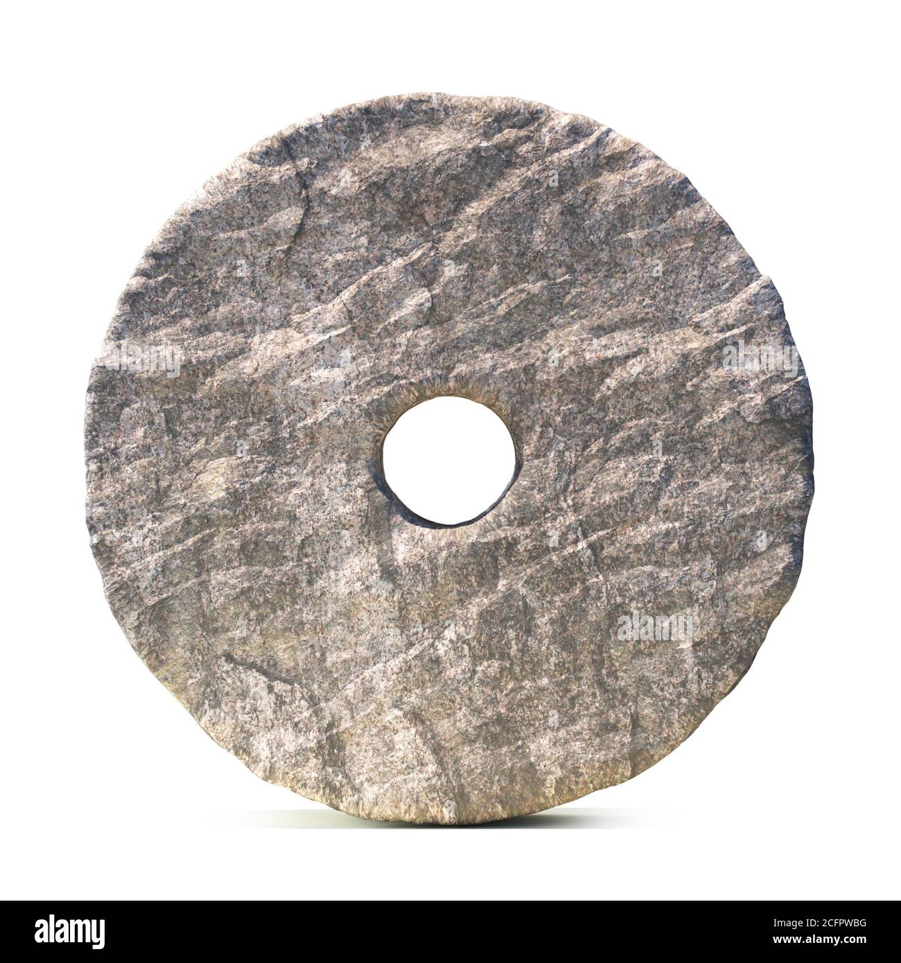 Stone wheel isolated on white background 3d rendering Stock Photo - Alamy