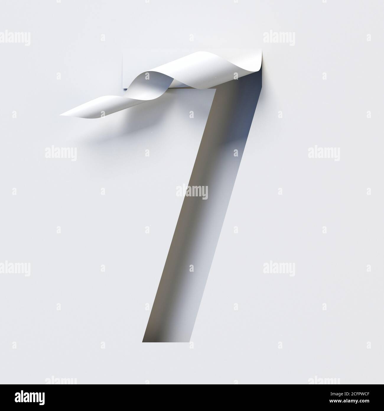 Cut out curled paper font 3d rendering number 7 Stock Photo - Alamy
