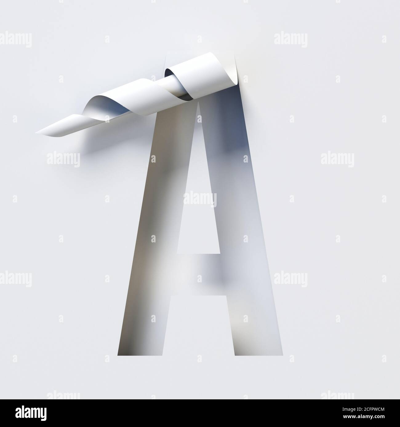 Cut out curled paper font 3d rendering letter A Stock Photo - Alamy