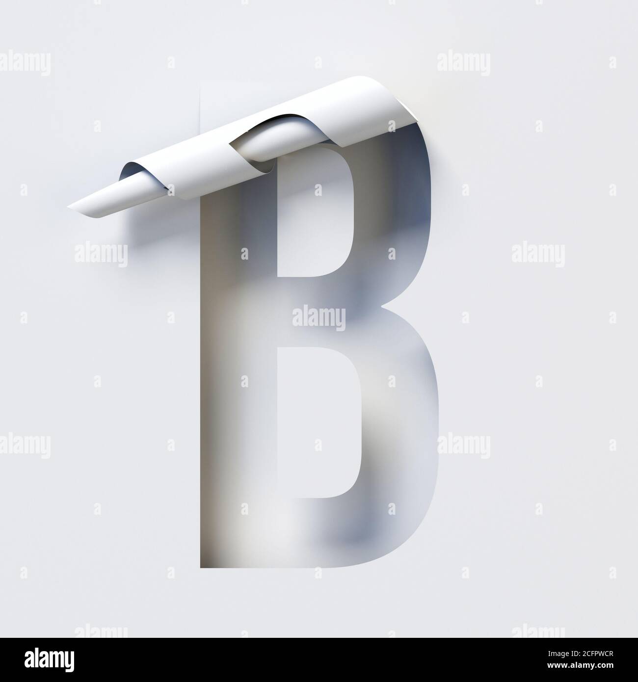 Cut out curled paper font 3d rendering letter B Stock Photo - Alamy