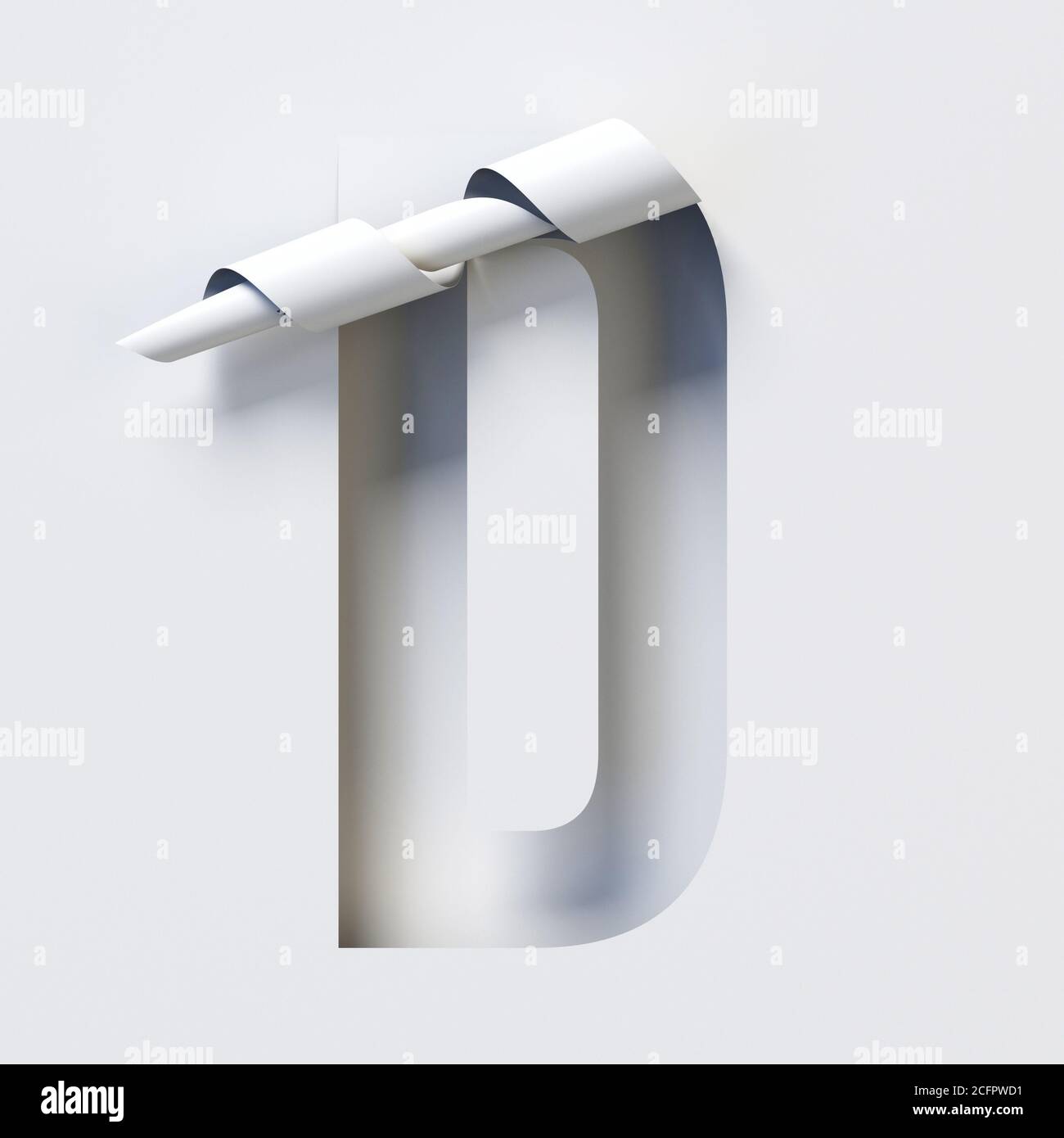 Cut out curled paper font 3d rendering letter D Stock Photo - Alamy