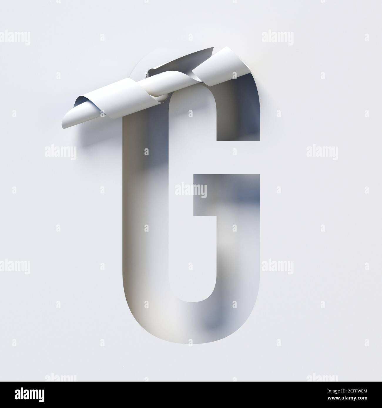 Cut out curled paper font 3d rendering letter G Stock Photo - Alamy
