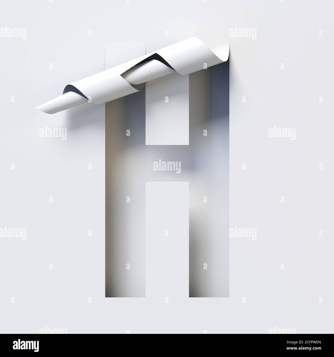 Cut out curled paper font 3d rendering letter H Stock Photo - Alamy