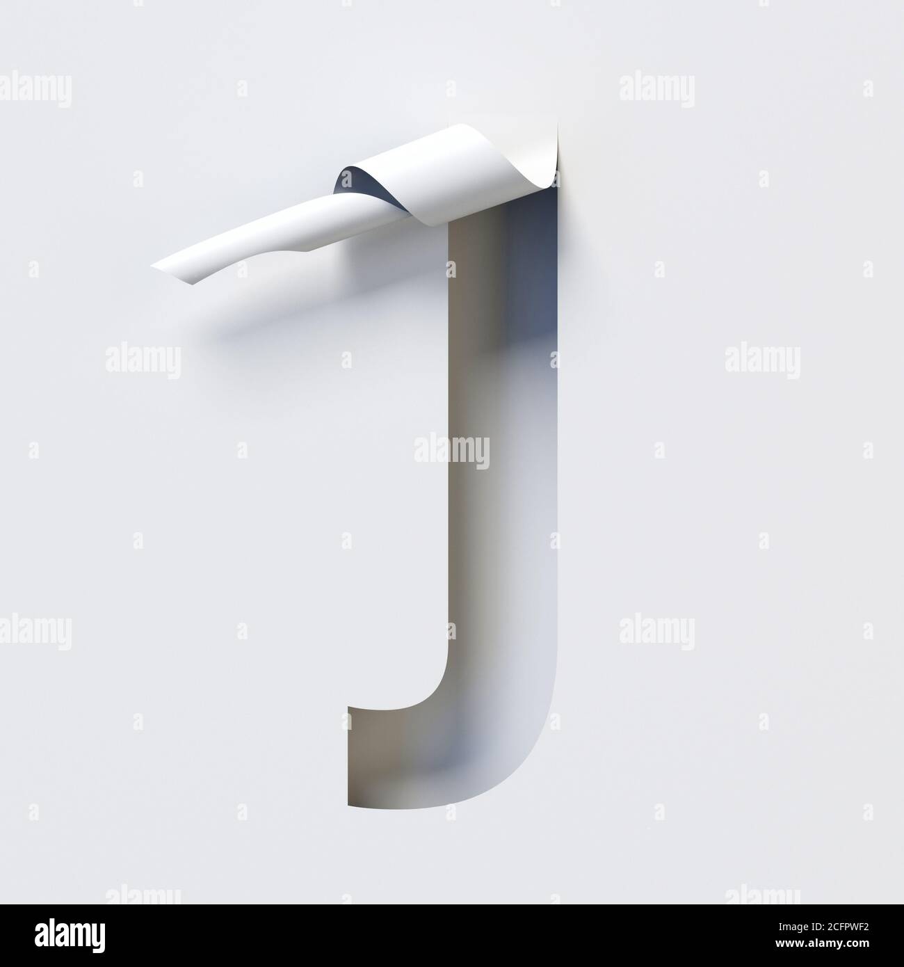 Cut out curled paper font 3d rendering letter J Stock Photo - Alamy