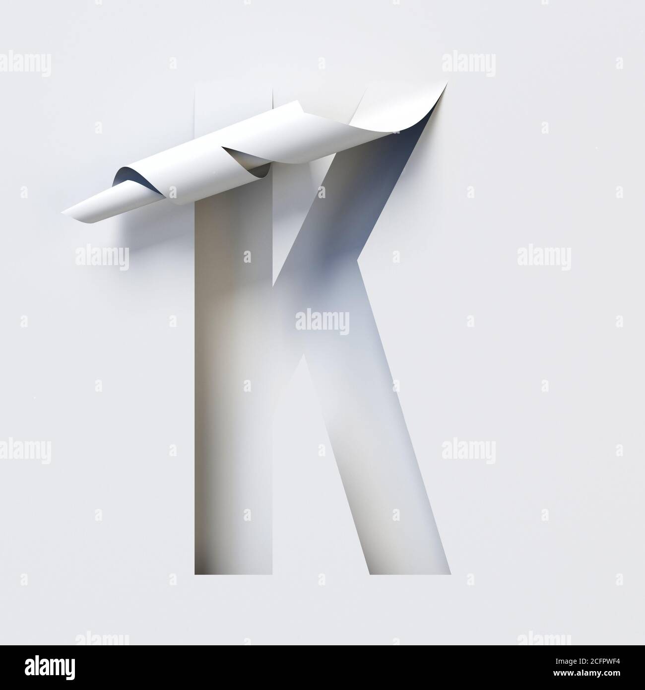 Cut out curled paper font 3d rendering letter K Stock Photo - Alamy