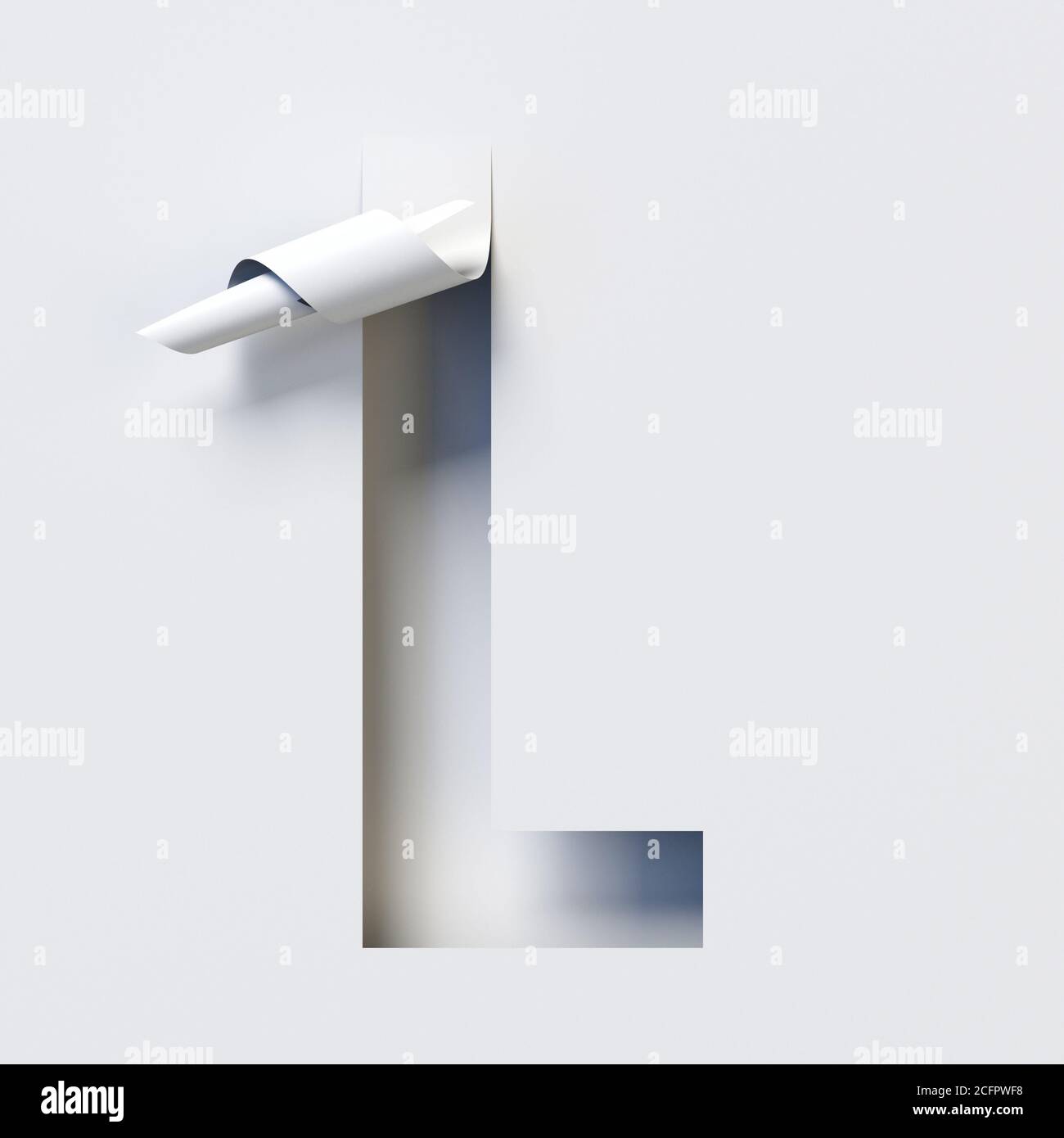 Cut out curled paper font 3d rendering letter L Stock Photo - Alamy