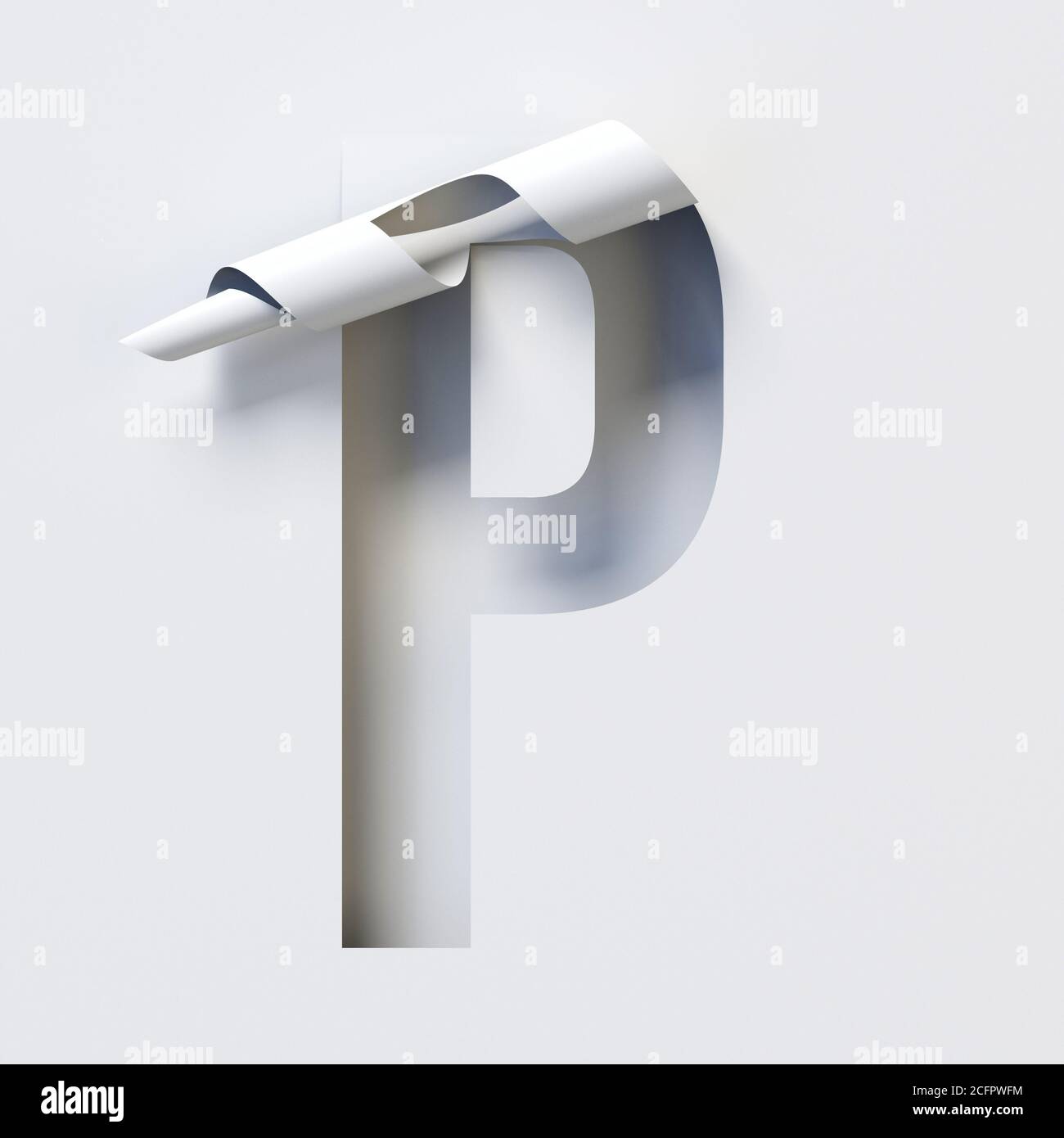 Cut out curled paper font 3d rendering letter P Stock Photo - Alamy