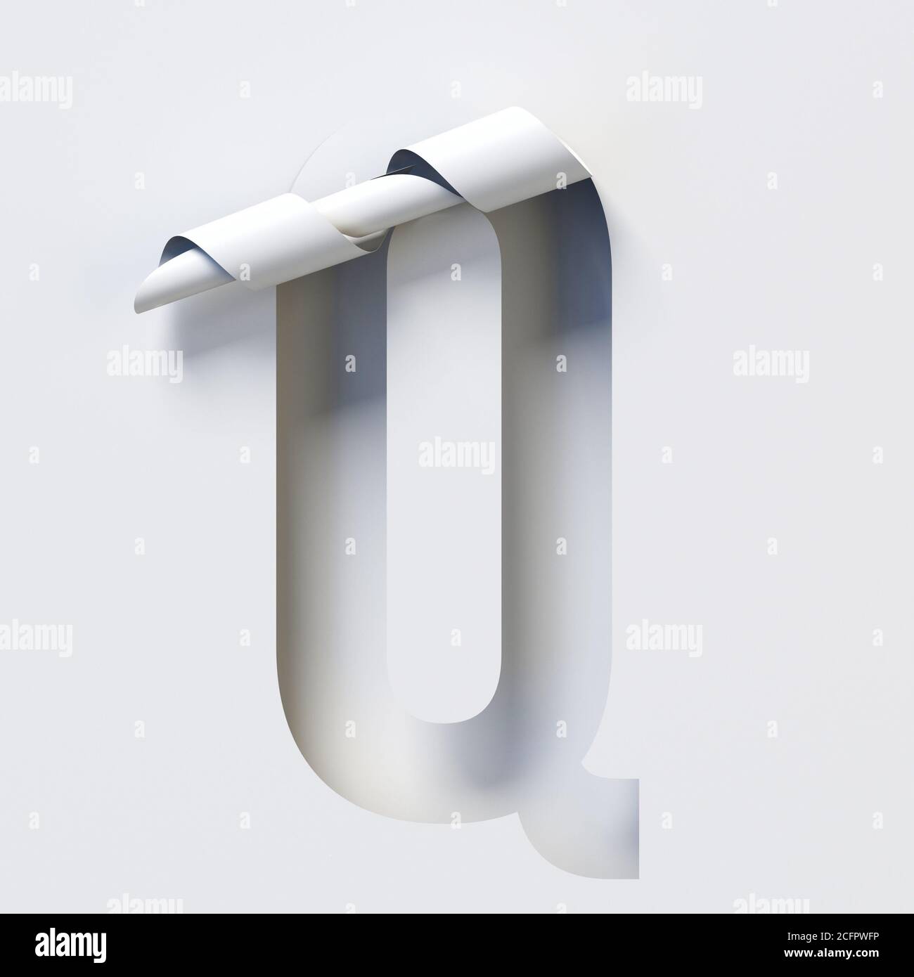 Cut out curled paper font 3d rendering letter Q Stock Photo - Alamy
