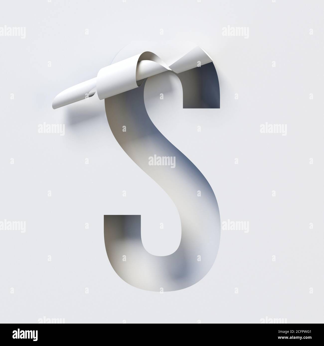 Cut out curled paper font 3d rendering letter S Stock Photo - Alamy