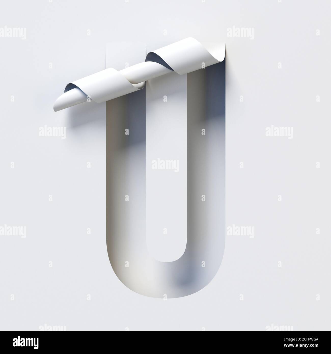 Cut out curled paper font 3d rendering letter U Stock Photo - Alamy