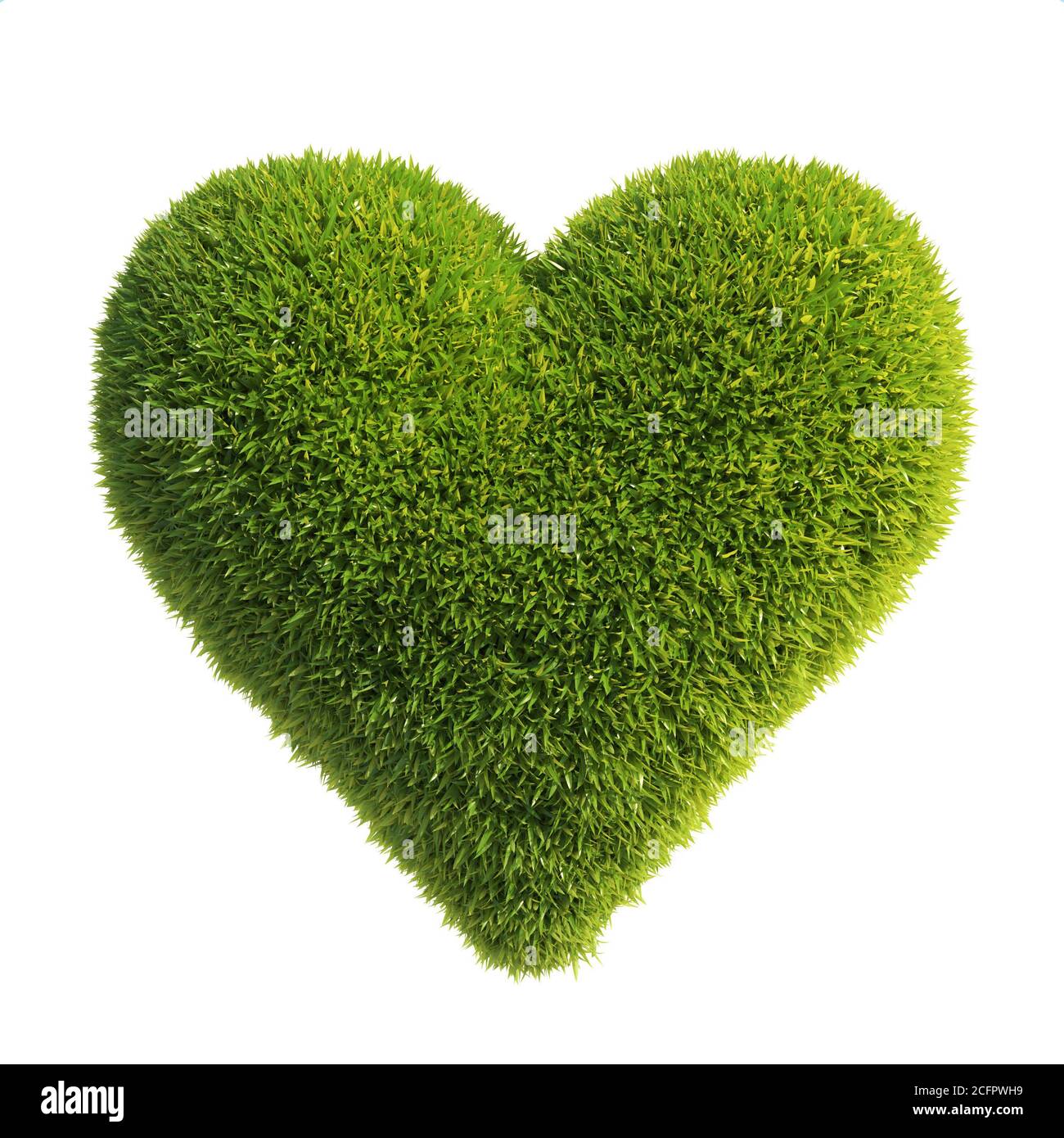 Grass heart shape, love green, heart shaped lawn 3d rendering Stock ...