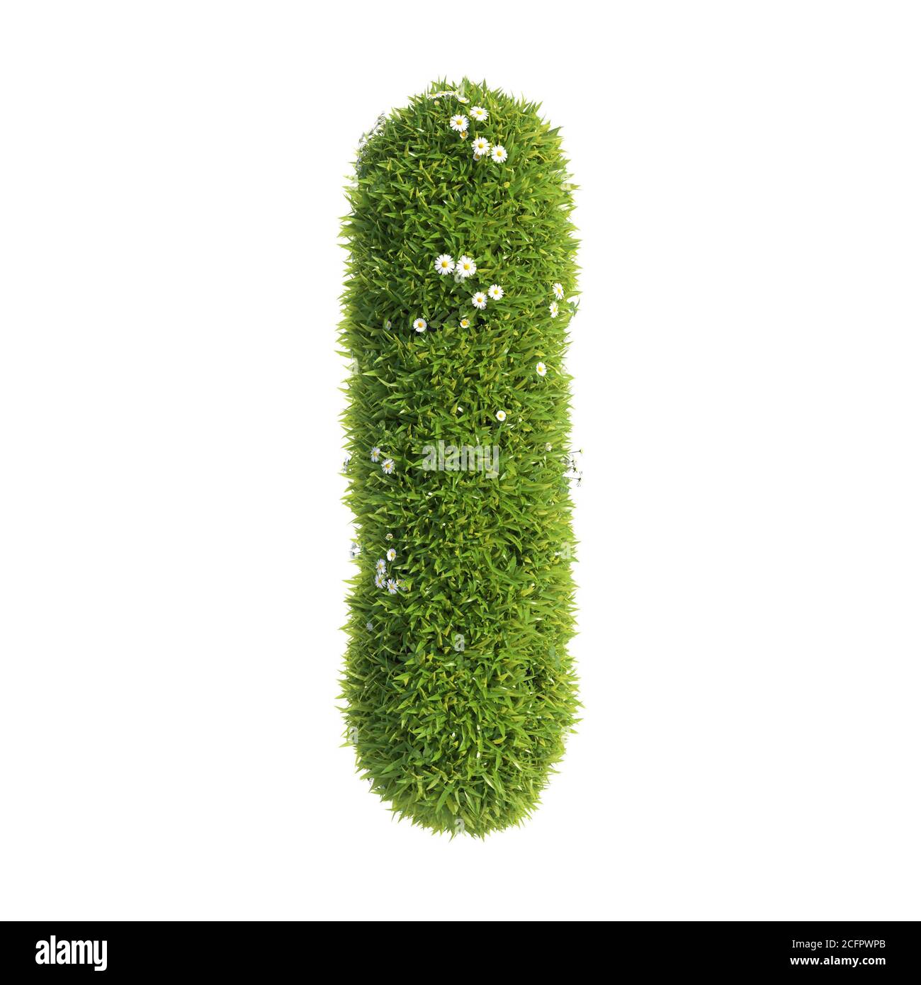 Grass font 3d rendering letter I Stock Photo - Alamy
