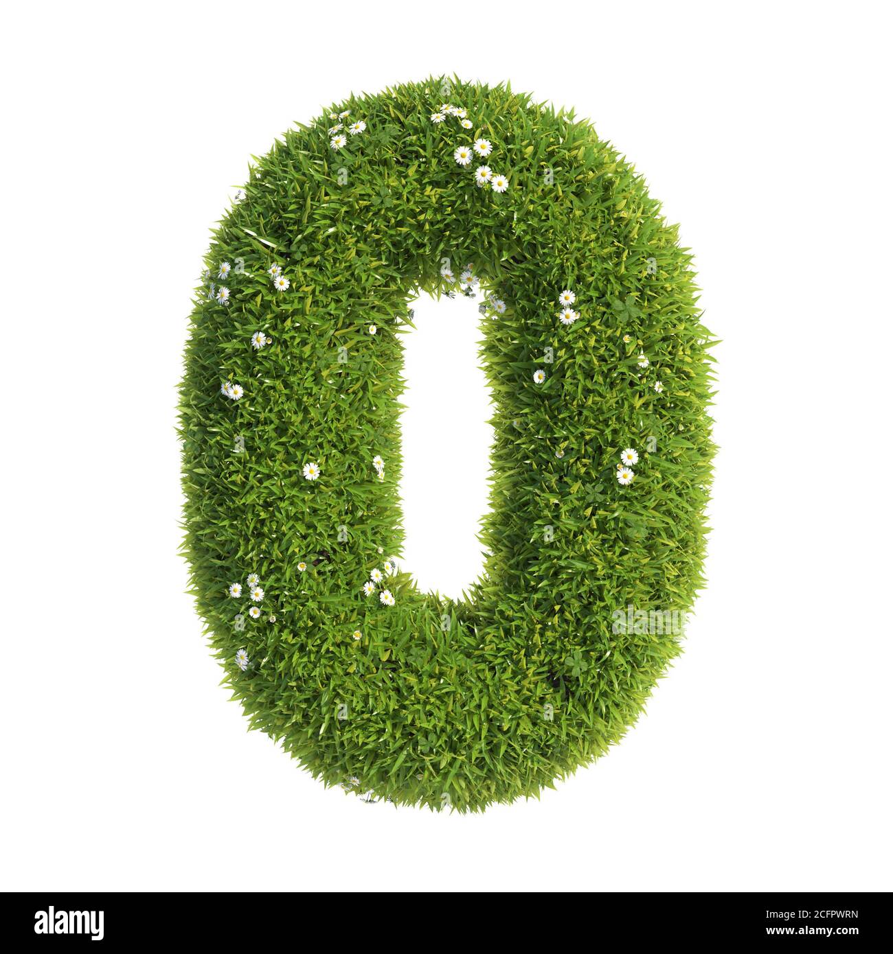 Grass font 3d rendering letter O Stock Photo - Alamy