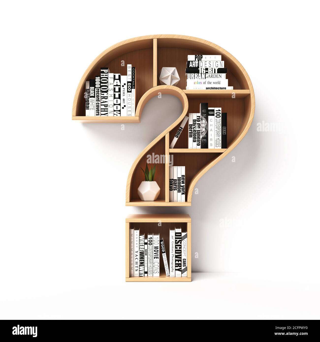 Bookshelves in the shape of question mark, question book shelf concept ...