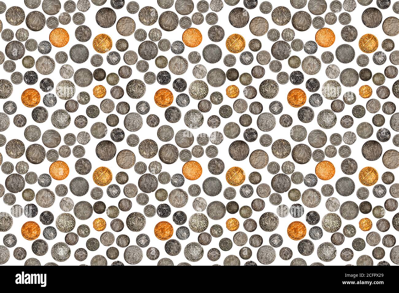 Old coins pattern. Antique silver coins of the Polish-Lithuanian ...