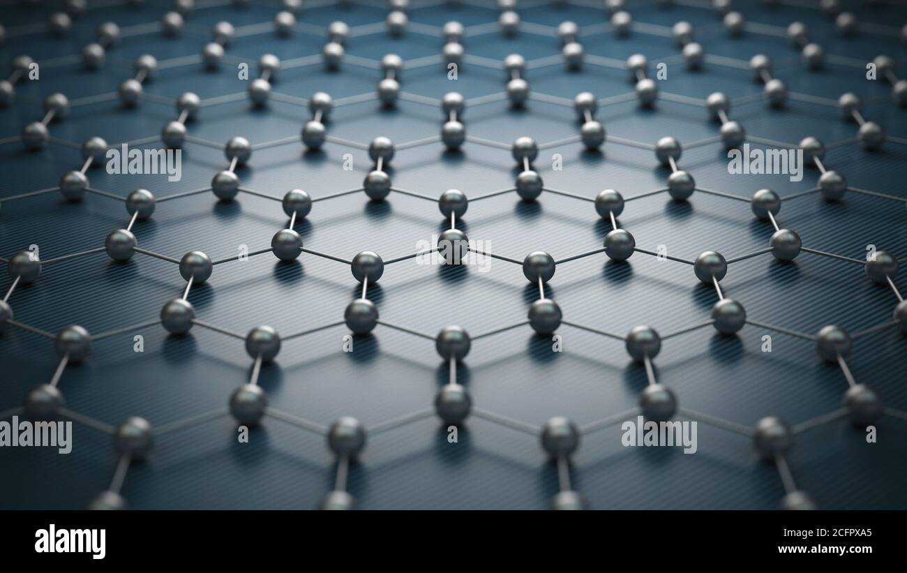 Graphene molecular grid, graphene atomic structure concept, hexagonal geometric form ...
