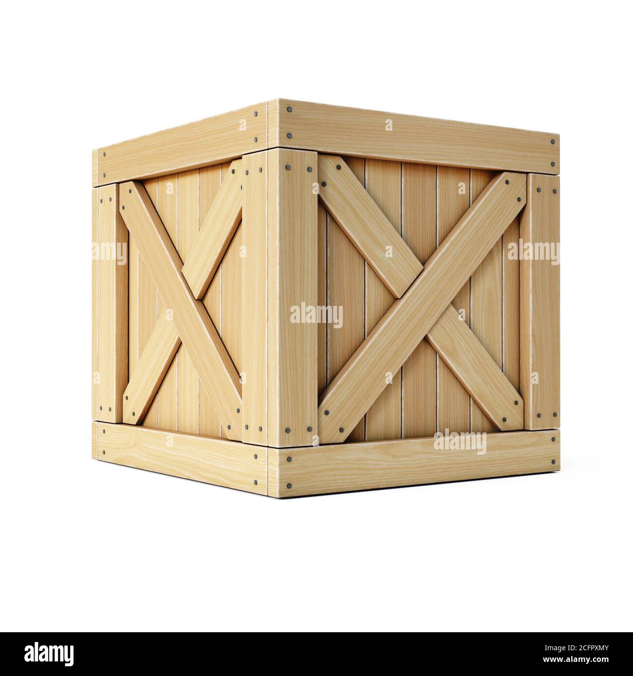 Wooden crate, cargo box isolated on white background 3d rendering Stock ...