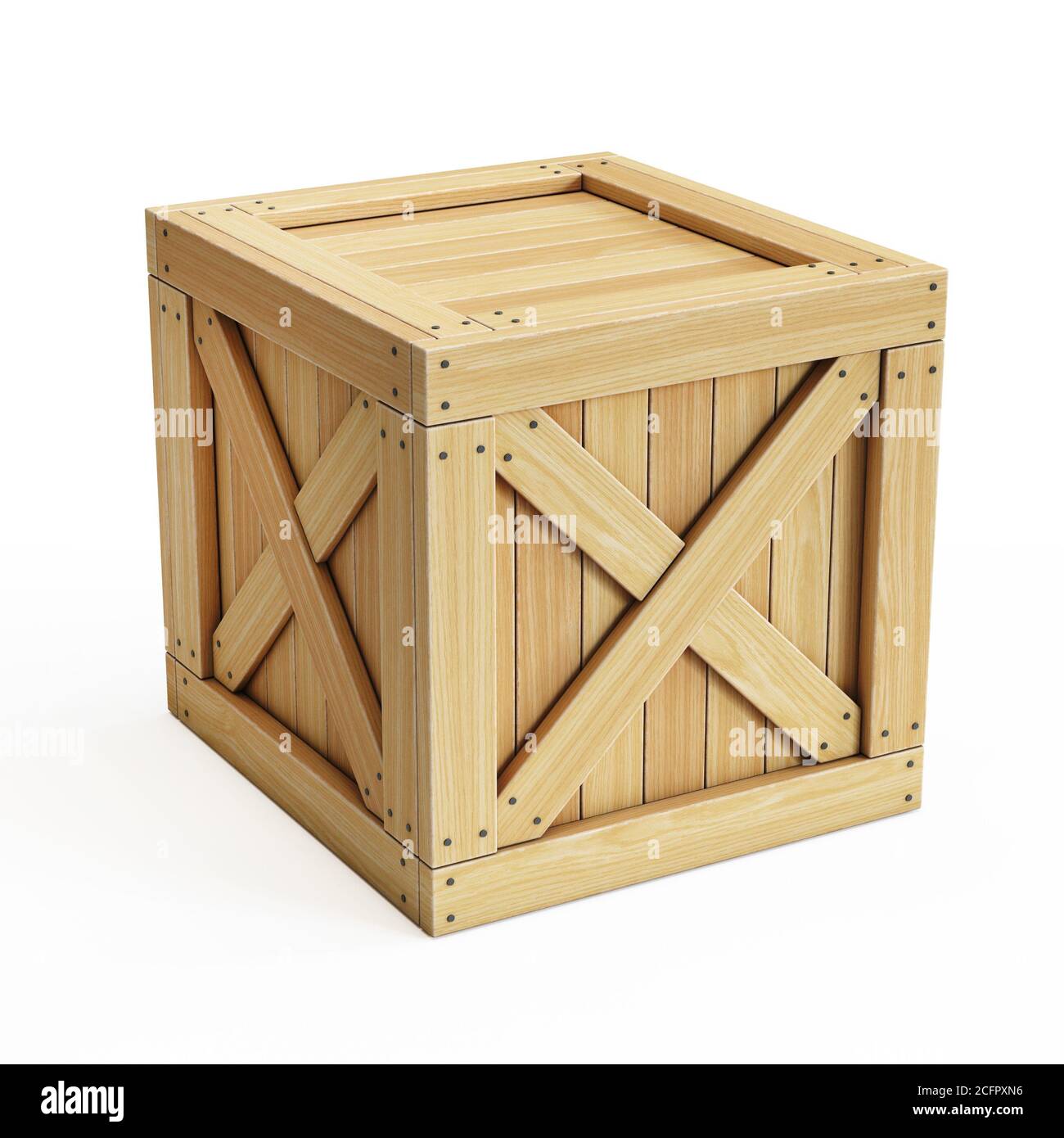 Wooden crate, cargo box isolated on white background 3d rendering Stock ...