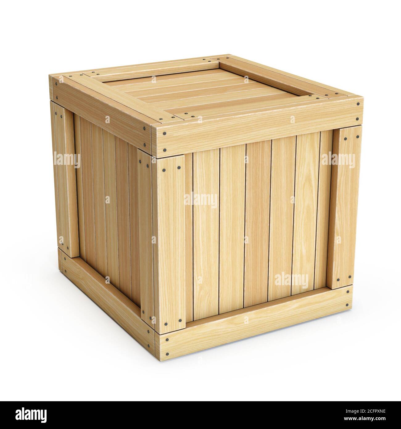 Wooden crate, cargo box isolated on white background 3d rendering Stock ...
