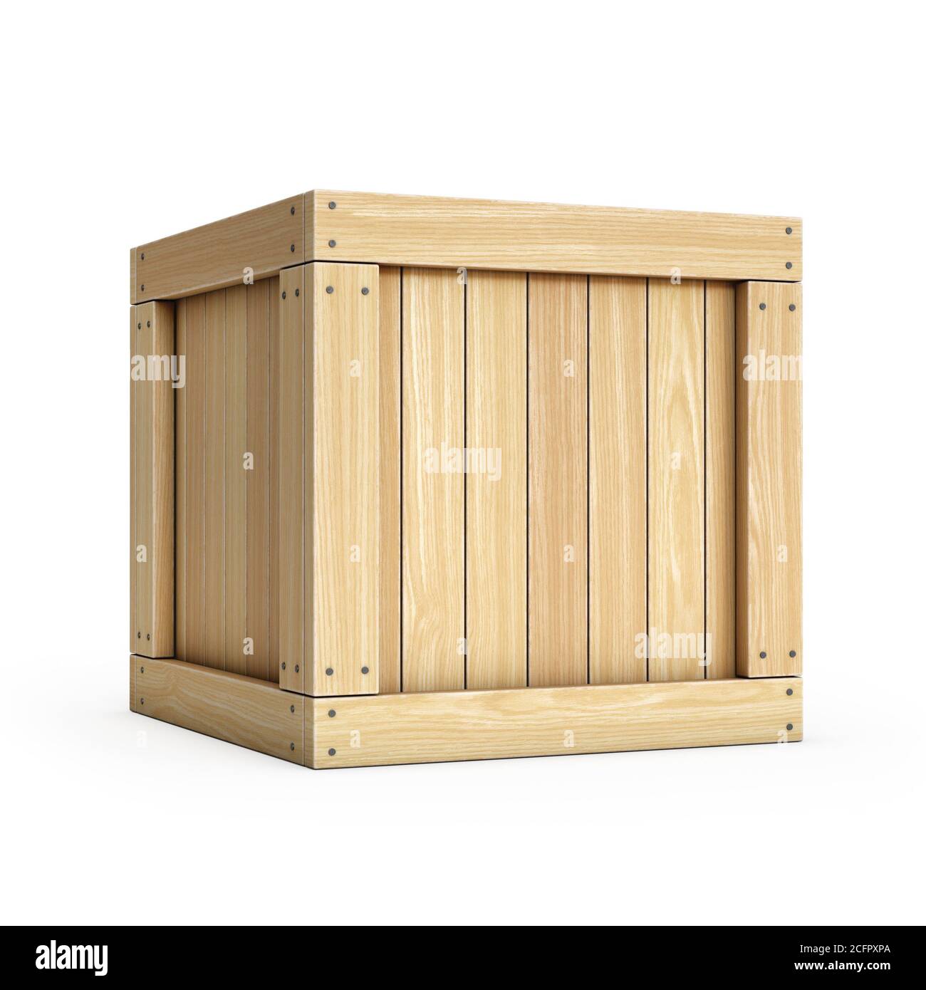 Wooden crate, cargo box isolated on white background 3d rendering Stock ...