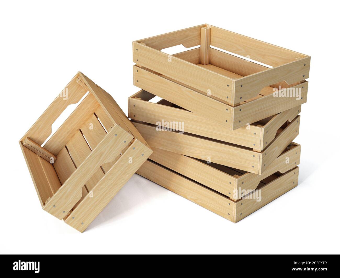 Wooden crates stack isolated on white background 3d rendering Stock ...