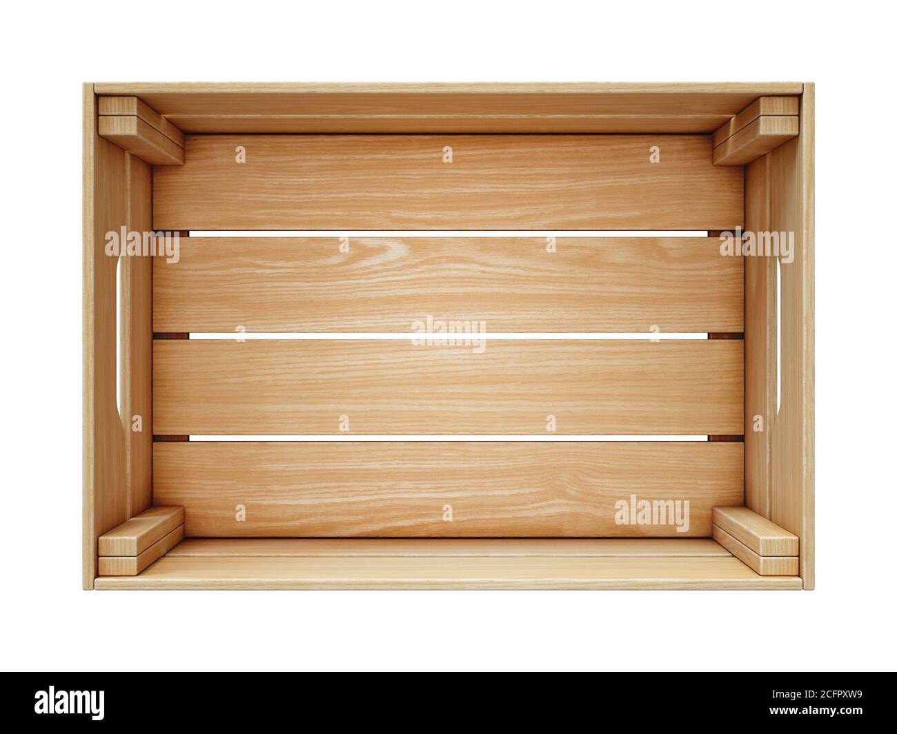 Wooden crate top view isolated on white background 3d illustration ...