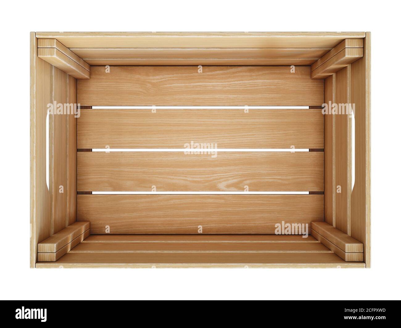 Wooden crate top view isolated on white background 3d illustration ...