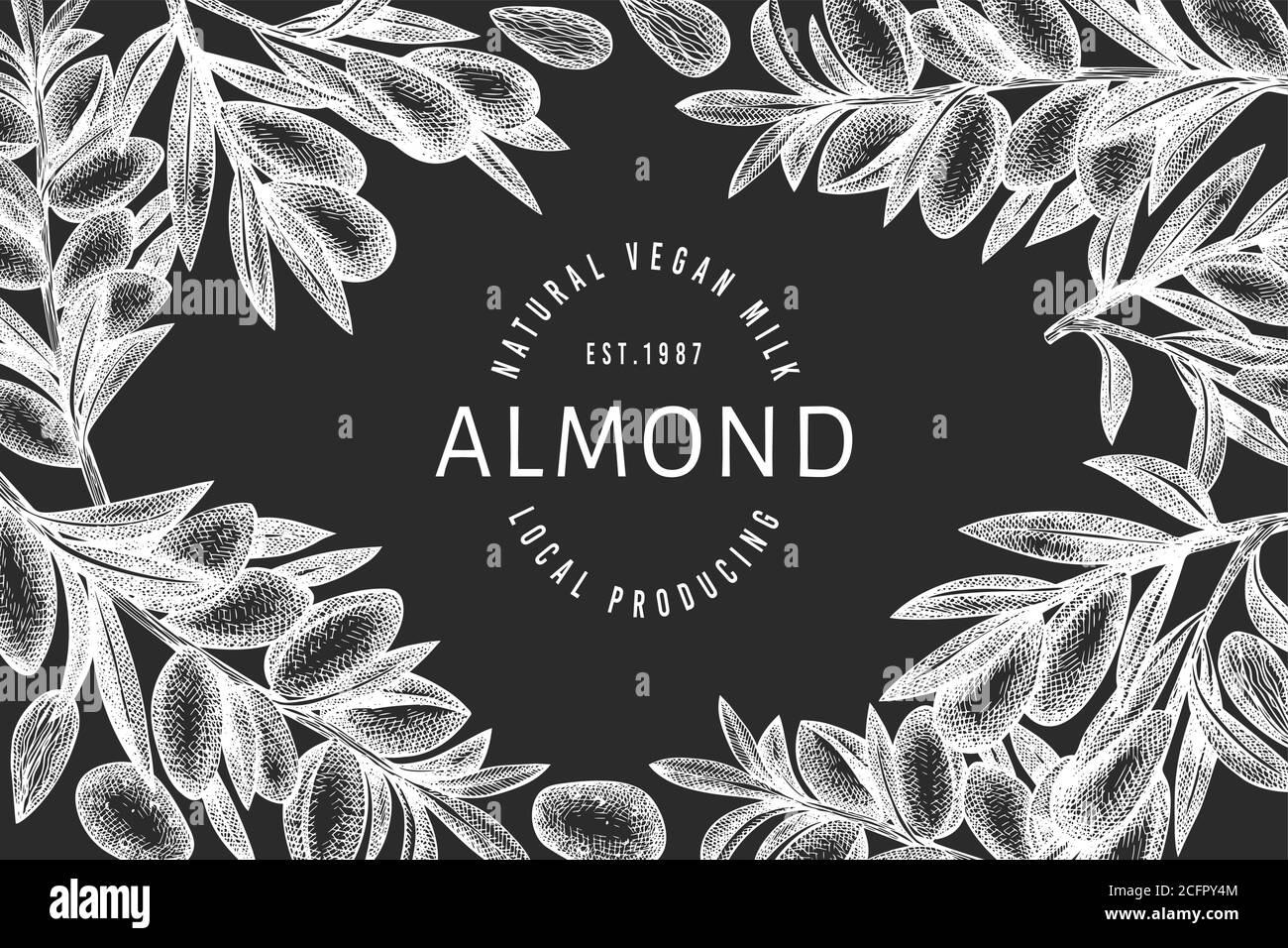 Almonds on branch Stock Vector Images - Alamy