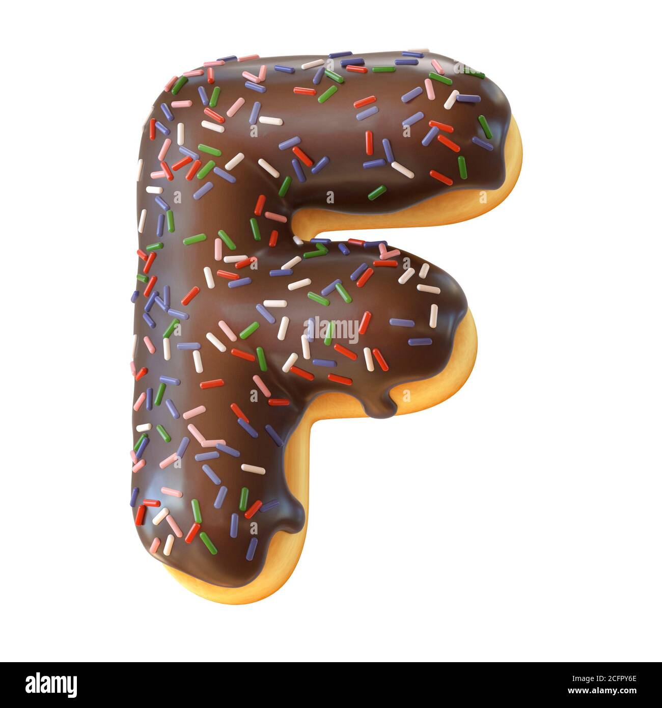 Glazed donut font 3d rendering letter F Stock Photo - Alamy