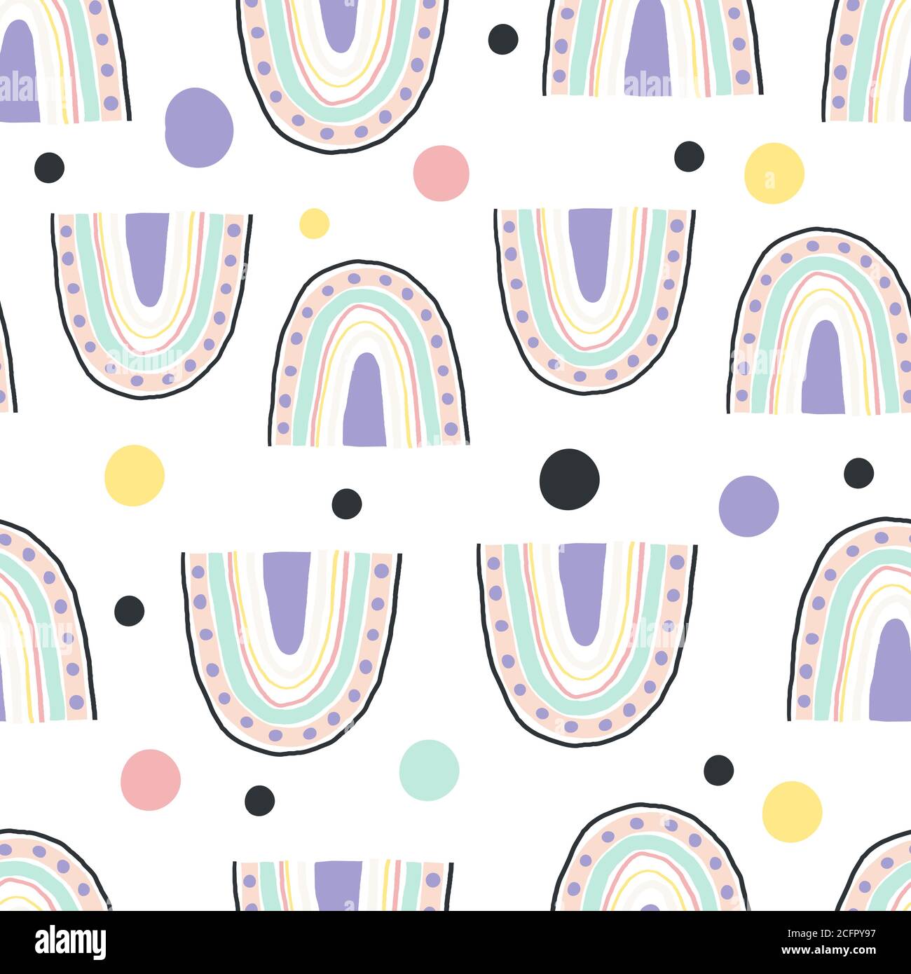 Modern minimalistic cute pattern with abstract rainbow. Seamless ...