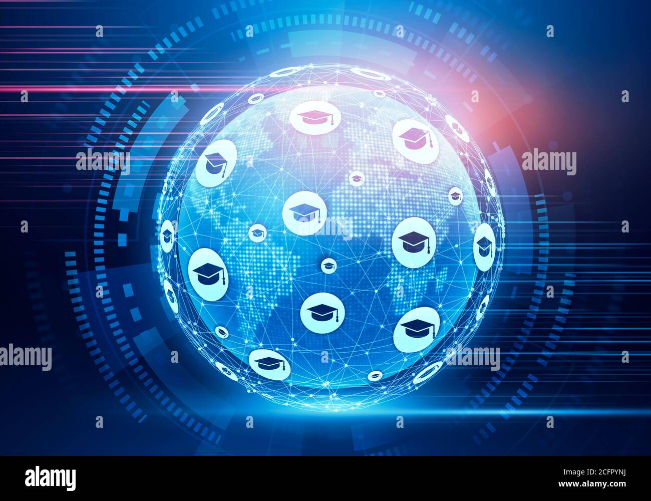 E-learning Concept. Creative Illustration Of Digital Globe With ...