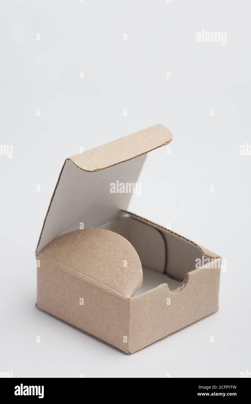 Open carton box with on white background with selective focus Stock ...
