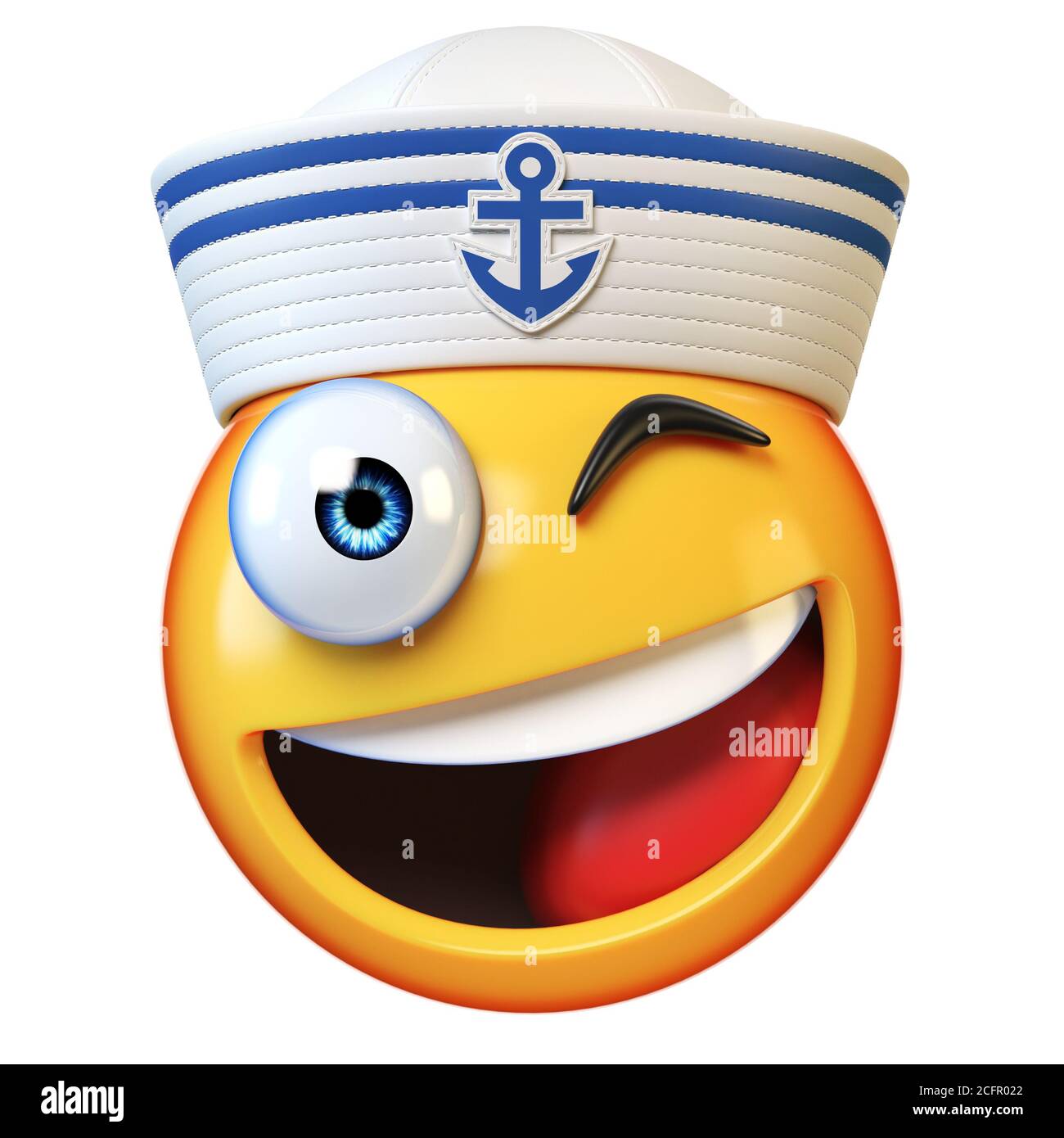 Sailor hat emoji isolated on white background, marine emoticon wearing ...